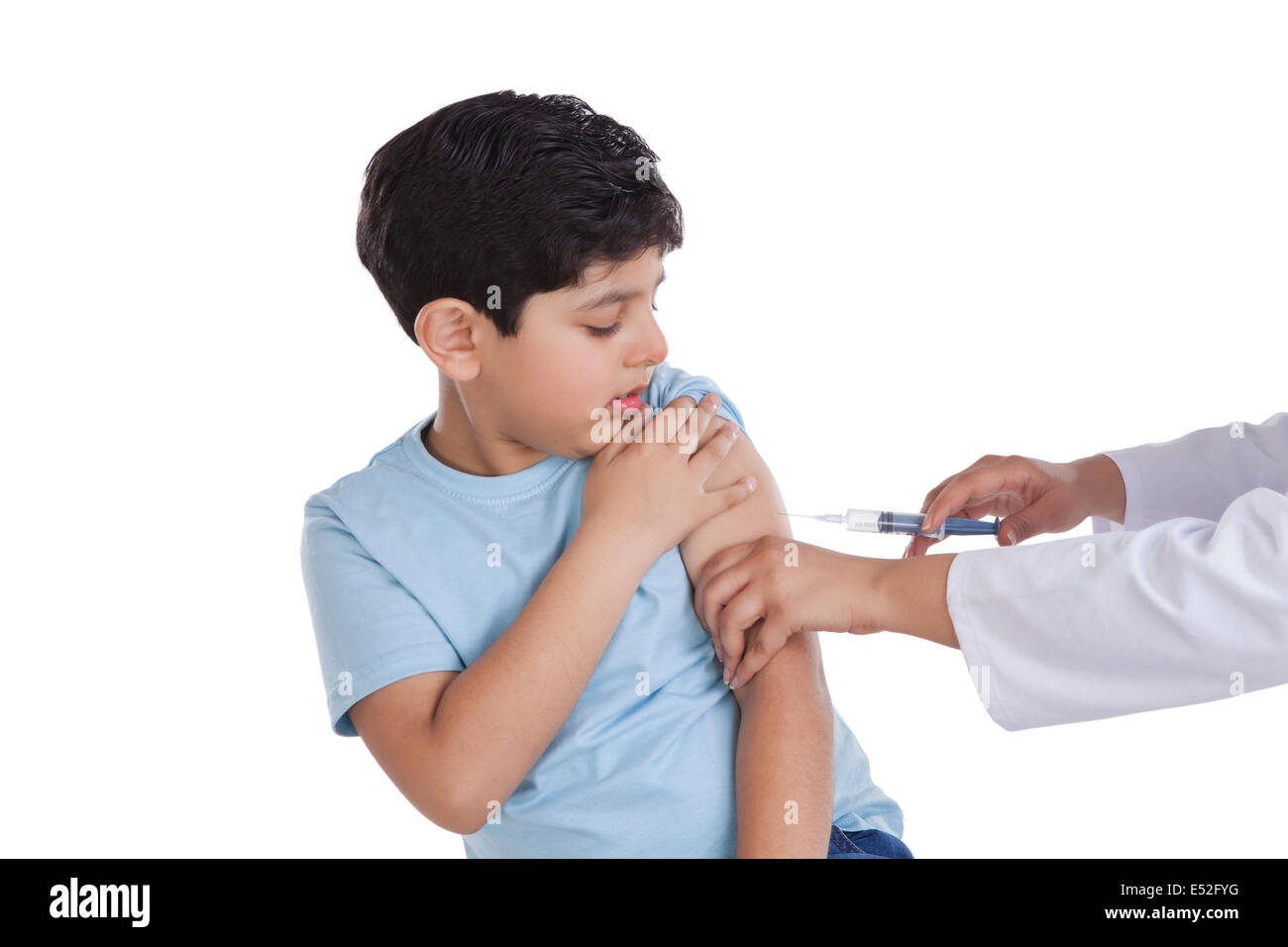 Little boy getting an injection Stock Photo - Alamy