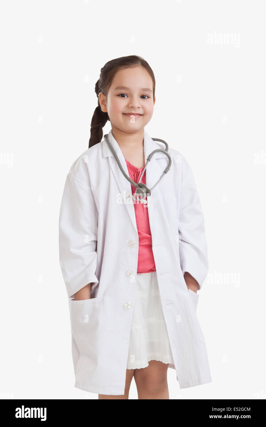 Portrait of little girl dressed as a doctor Stock Photo - Alamy