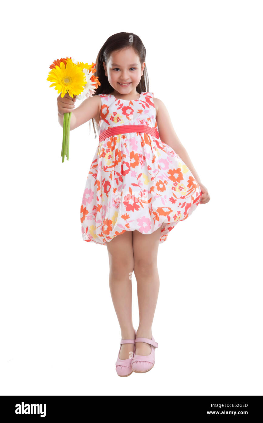 Indian girl with flowers hi-res stock photography and images - Alamy