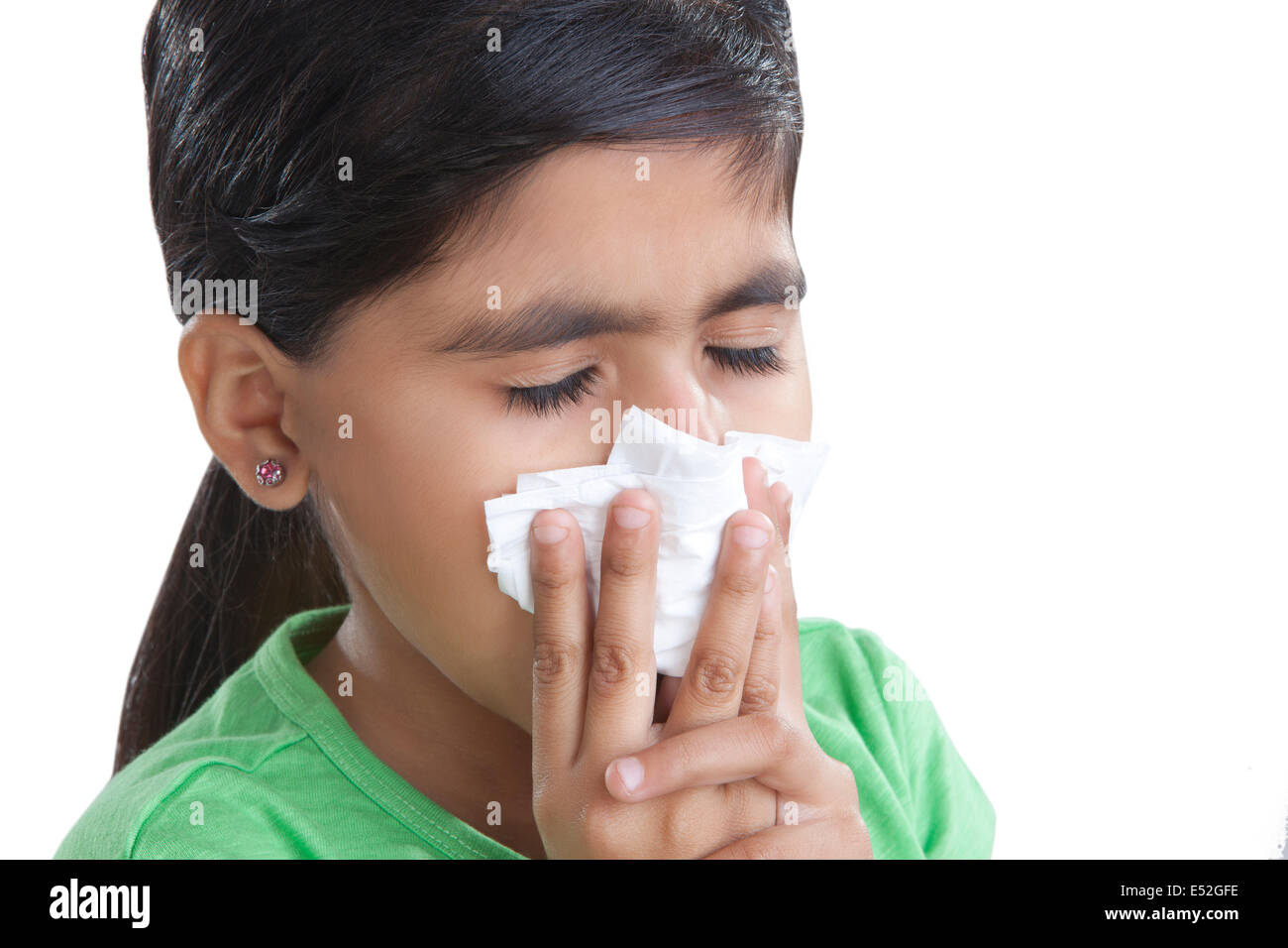 Little girl about to sneeze Stock Photo - Alamy