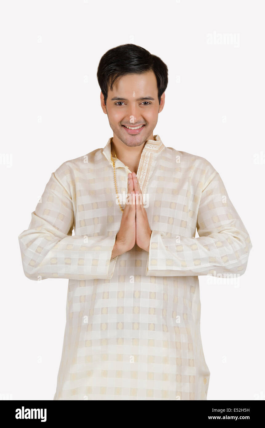 Portrait of South Indian man greeting Stock Photo - Alamy