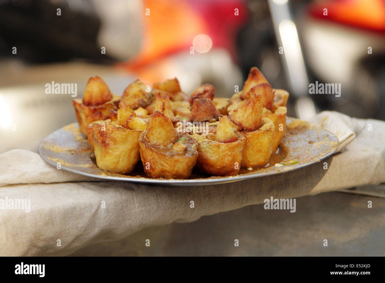 Delicious potato chat on display Stock Photo - Alamy