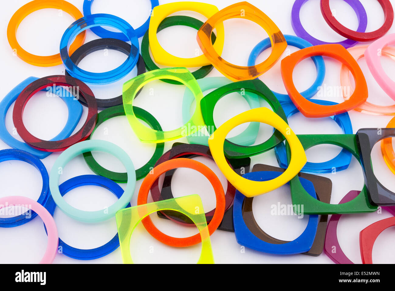 Round and Square Shape Plastic Rings Stock Photo - Alamy