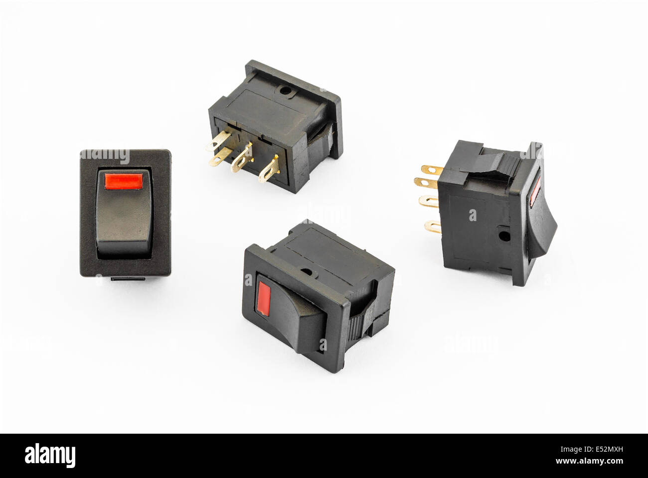 Red Rocker Switches with Build-in LED Stock Photo - Alamy