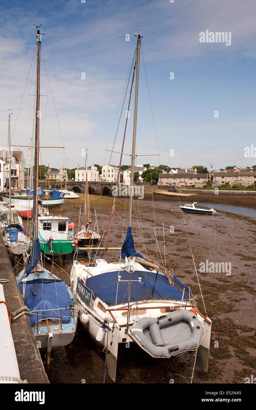 Isle of Man, Ramsey, Sulby River Harbour, fishing boats moored at ...