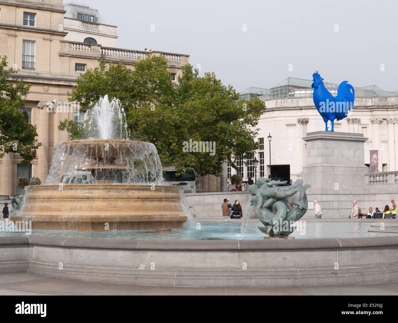 Contemporary artwork on the Fourth Plinth in Trafalgar Square, in front ...