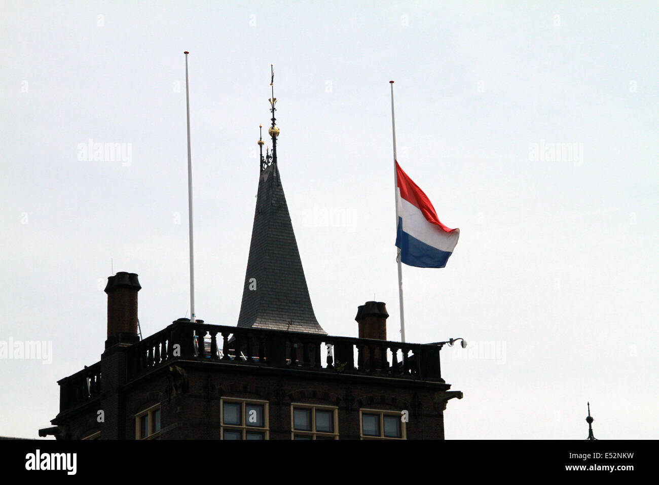 The Hague, Netherlands. 18th July, 2014. A Dutch national flag flies at ...