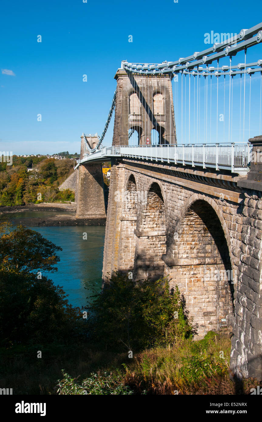 The Menai Suspension Bridge, Anglesey Wales UK Stock Photo - Alamy