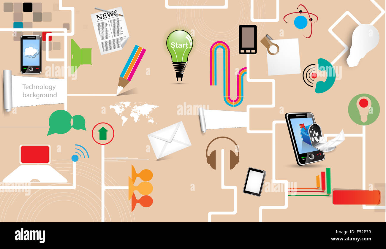 Concept for New Technology Corporate Business & development background ...