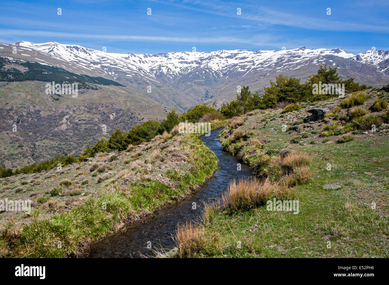 Water channel for irrigation known as an acequia, Sierra Nevada ...