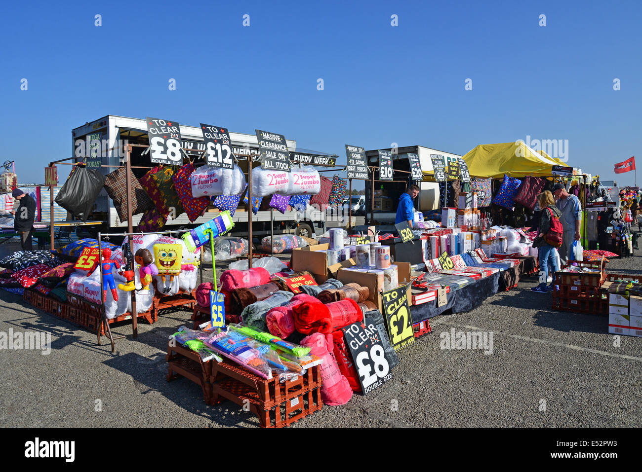 Stalls at Blackbushe Sunday Market, Blackwater, Hampshire, England ...