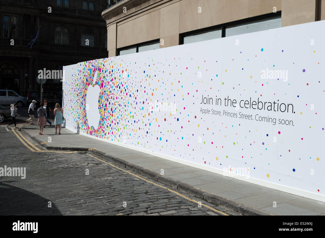 Billboard at the site of the new Apple store on Princes Street ...