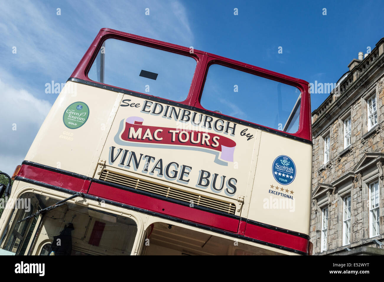 Edinburgh vintage open top tour bus parked in St Andrews Square Stock ...