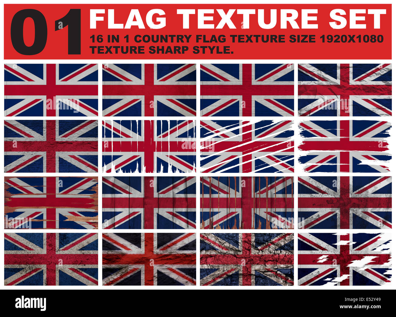 United Kingdom Flag texture set resolution 1920x1080 pixel 16 in 1 ...