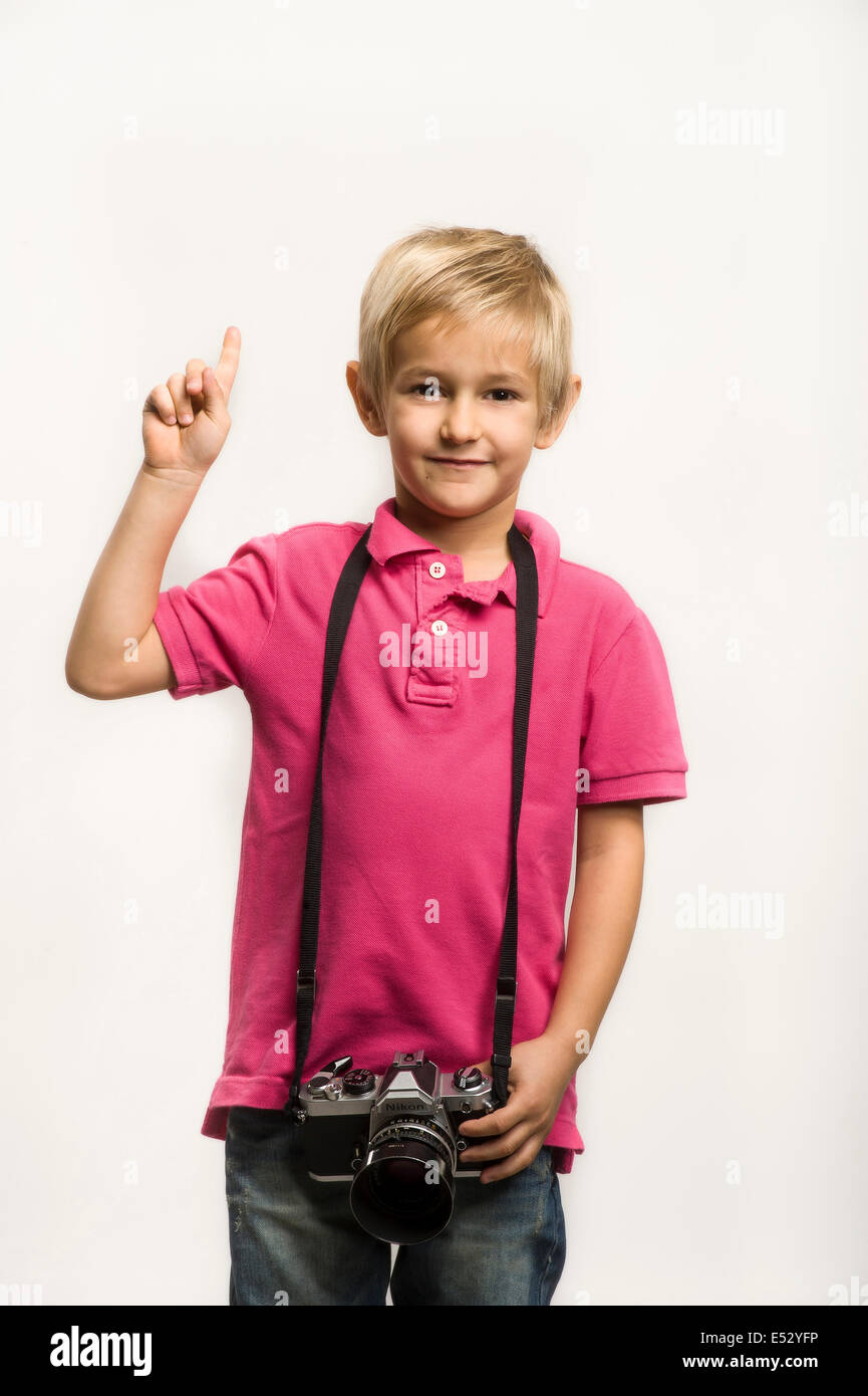boy with the classic camera Stock Photo - Alamy