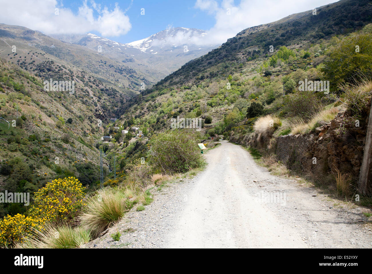Landscape of the River Rio Poqueira gorge valley, High Alpujarras ...