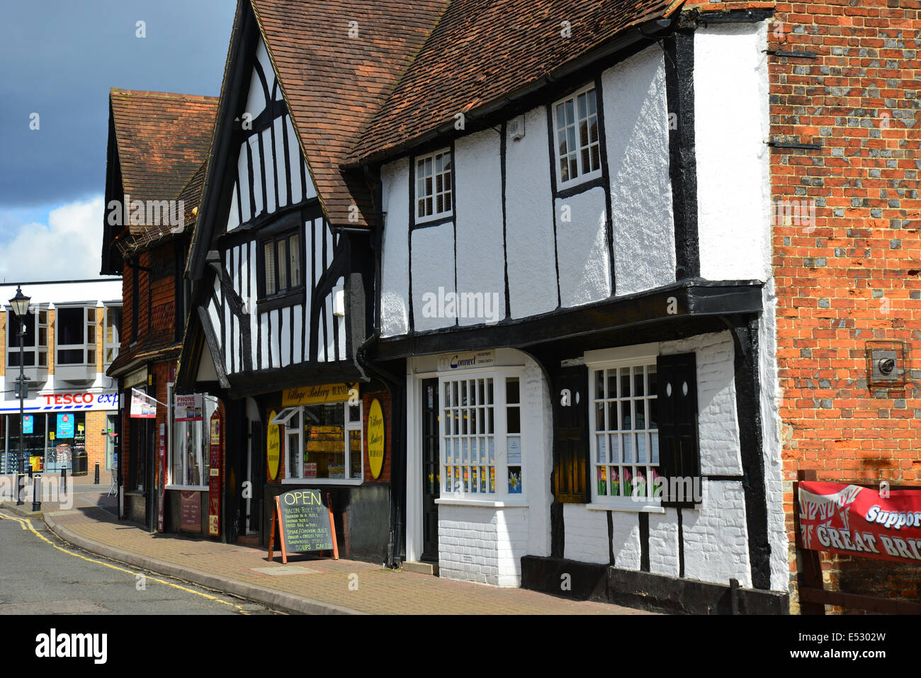 Period timber-framed buildings, High Street, Burnham, Buckinghamshire ...
