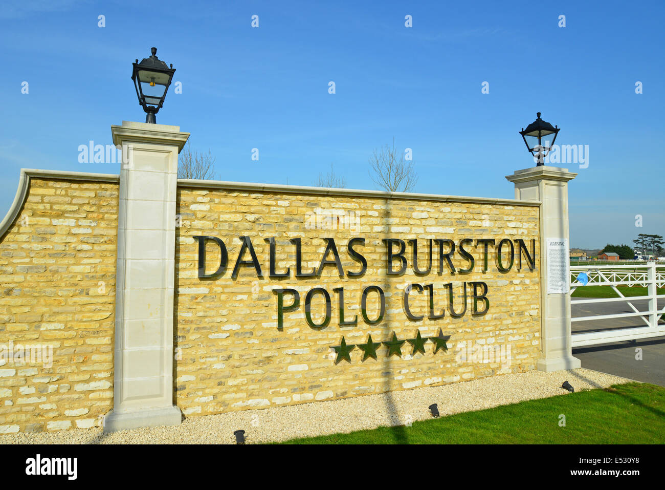Entrance sign to Dallas Burton Polo Club, Southam, Warwickshire ...