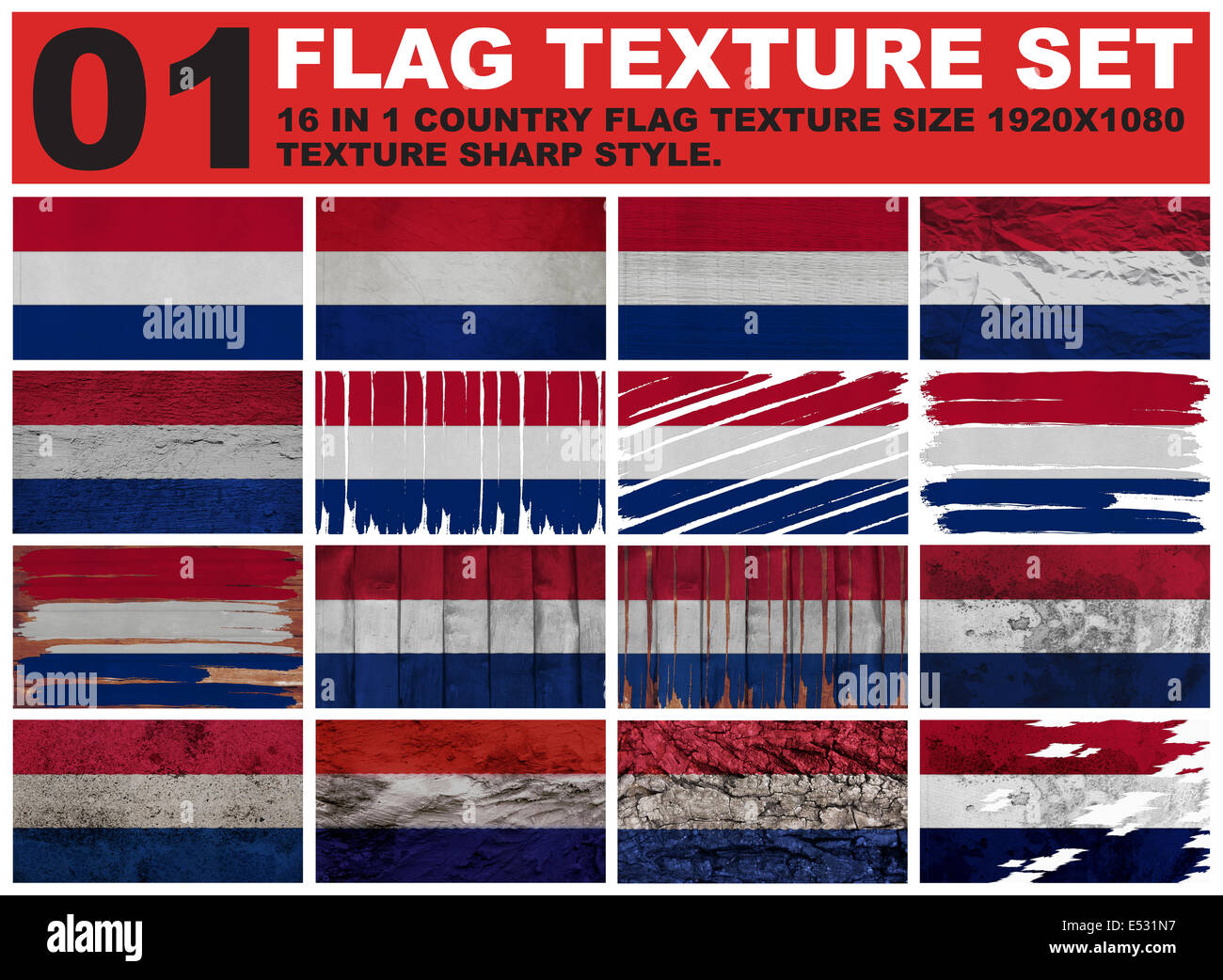 Netherlands Flag texture set resolution 1920x1080 pixel 16 in 1 Stock ...