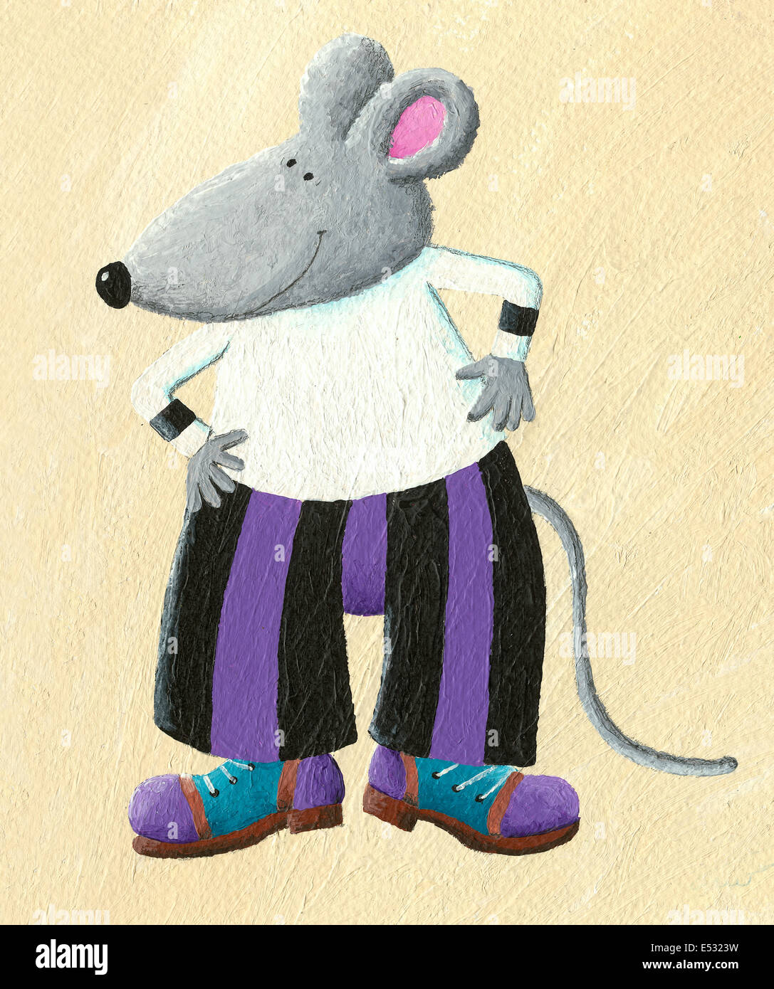 Acrylic illustration of funny dressed mouse Stock Photo - Alamy