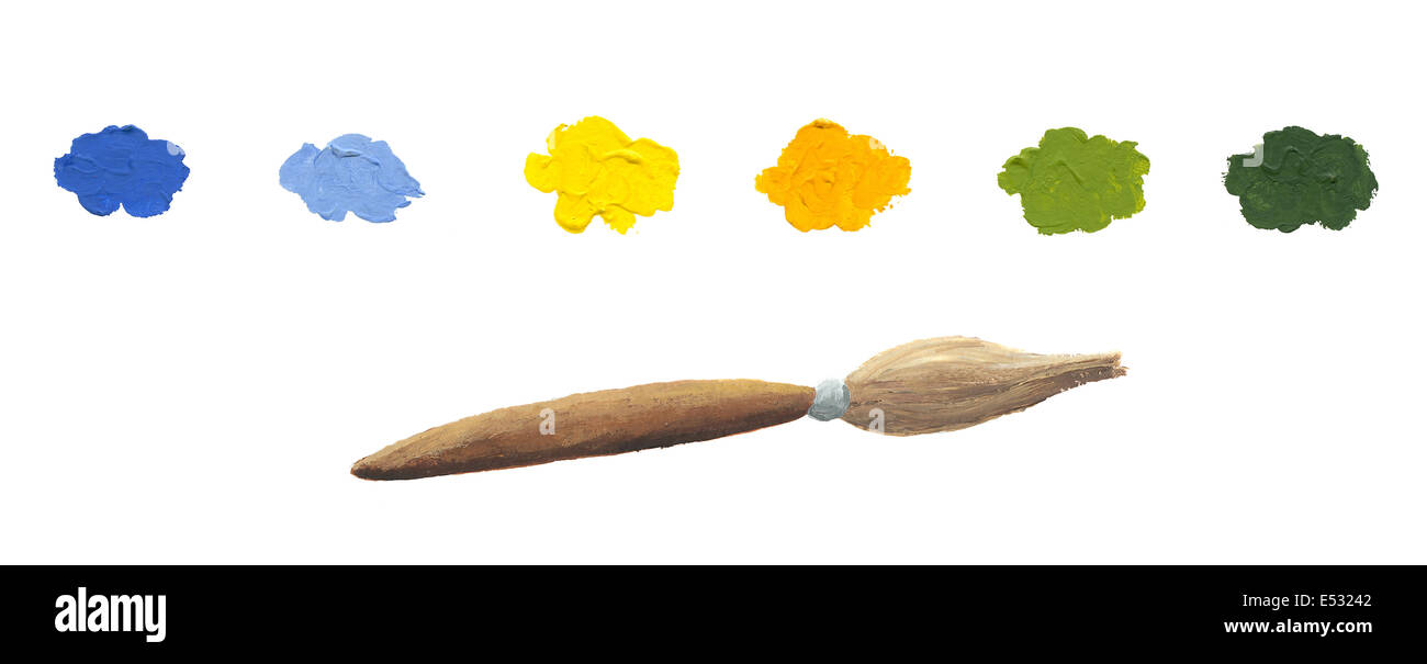 Acrylic illustration of color spots on white background isolated Stock ...