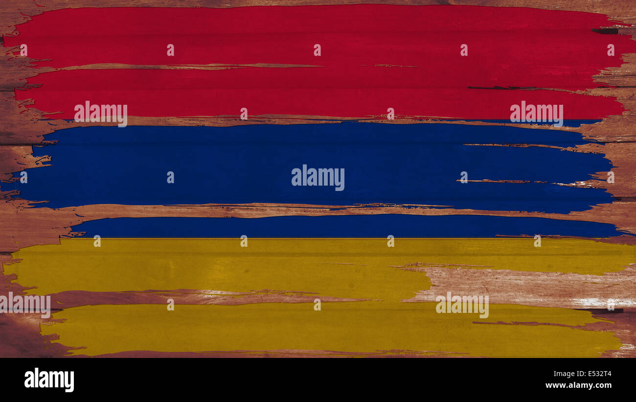 Armenia Flag tinted horizontal on the wood texture Stock Photo - Alamy