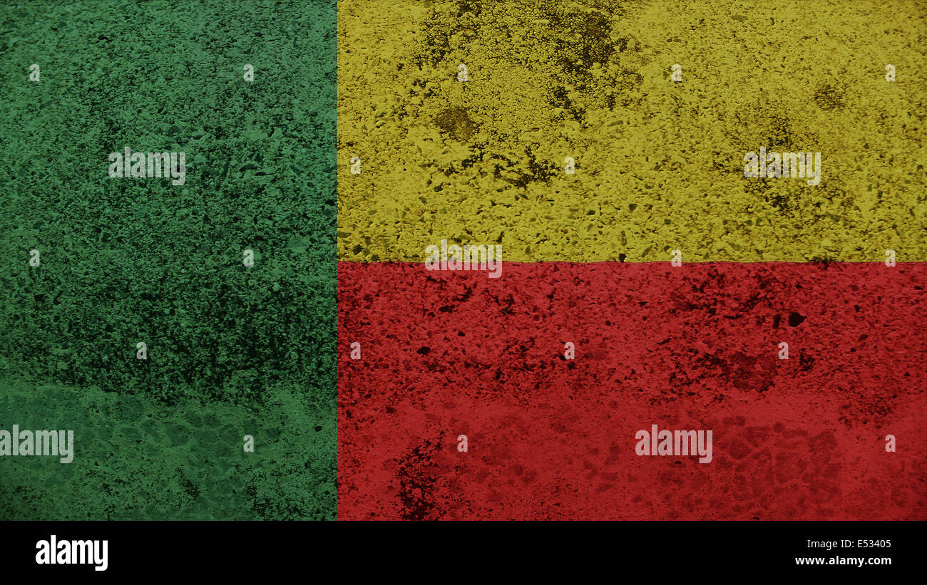 Benin Flag on the old wall texture Stock Photo - Alamy