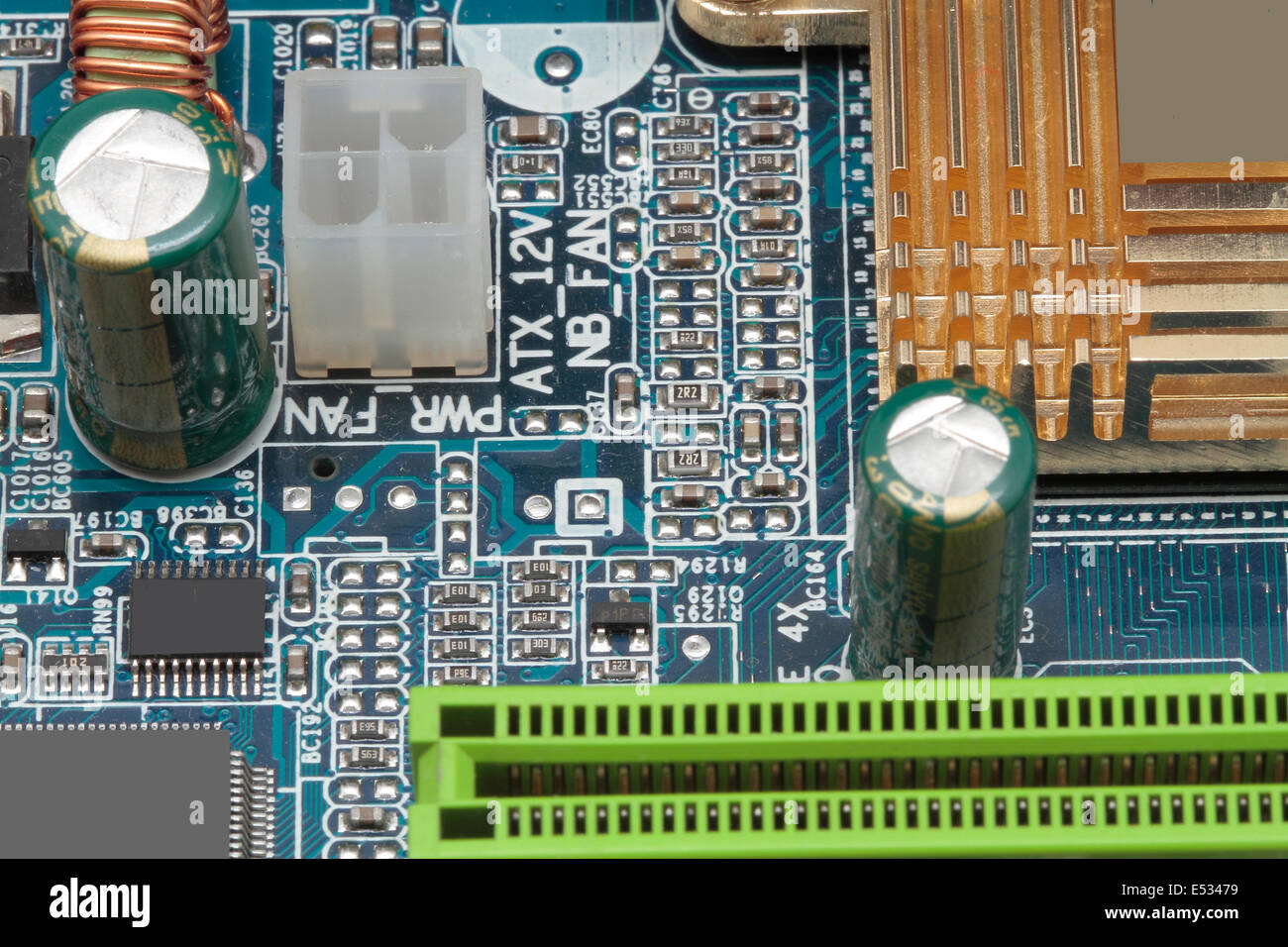 close-up photograph of part of a motherboard Stock Photo - Alamy