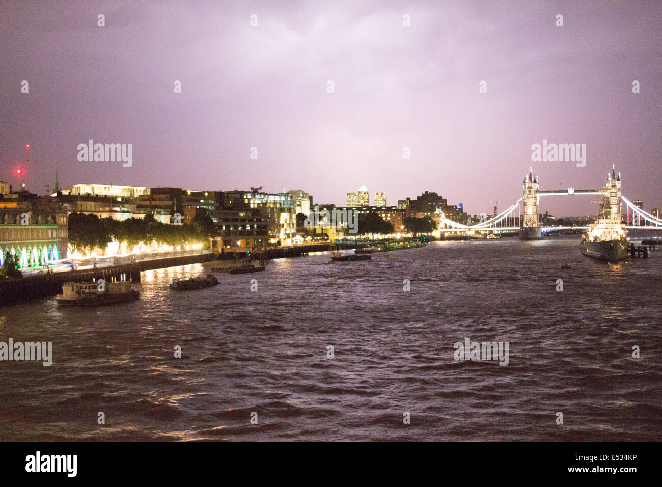 London UK 18th July 2014.Stormy weather over East London, Lightning ...