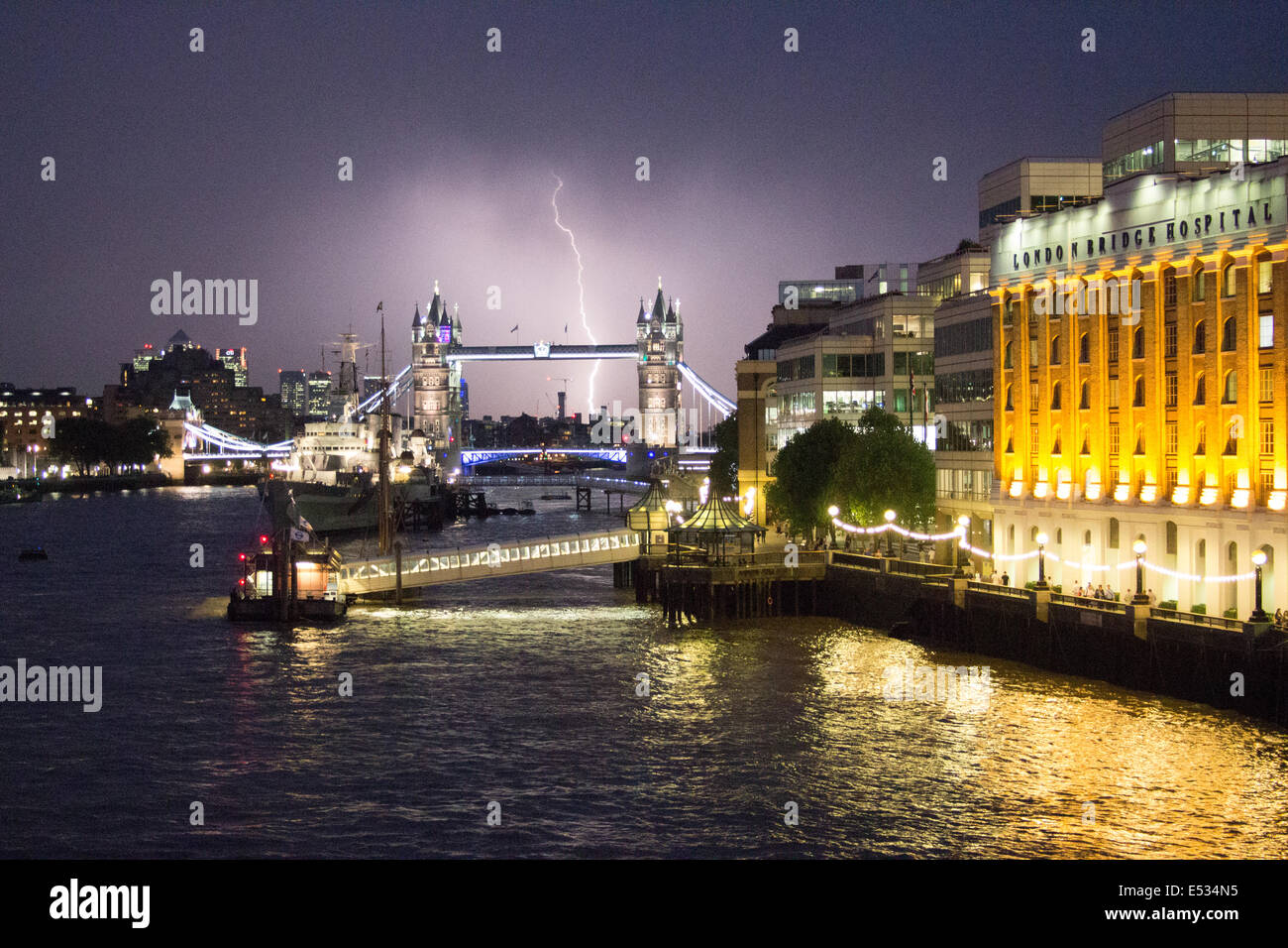 London UK 18th July 2014.Stormy weather over East London, Lightning ...