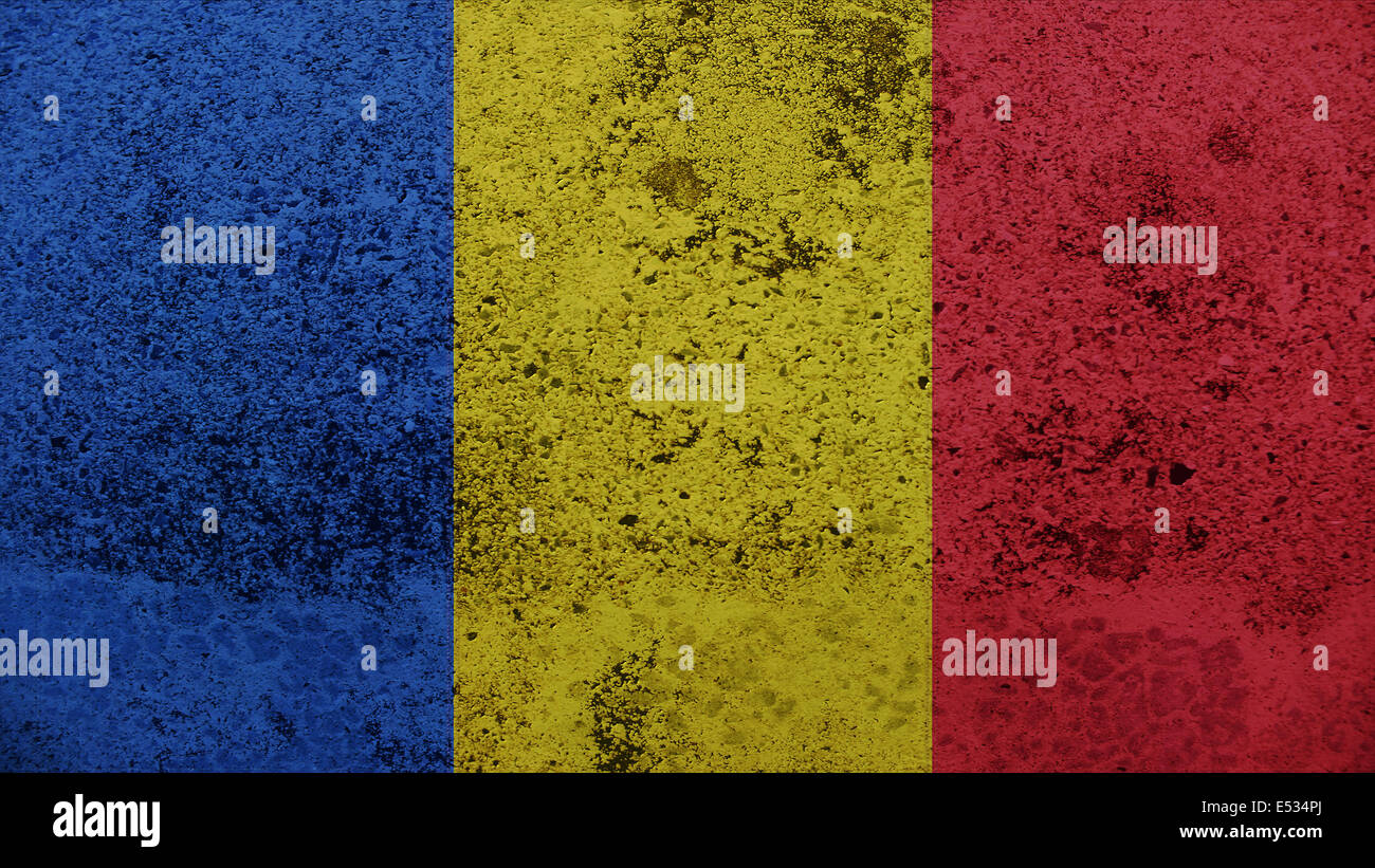 Chad Flag on the old wall texture Stock Photo - Alamy