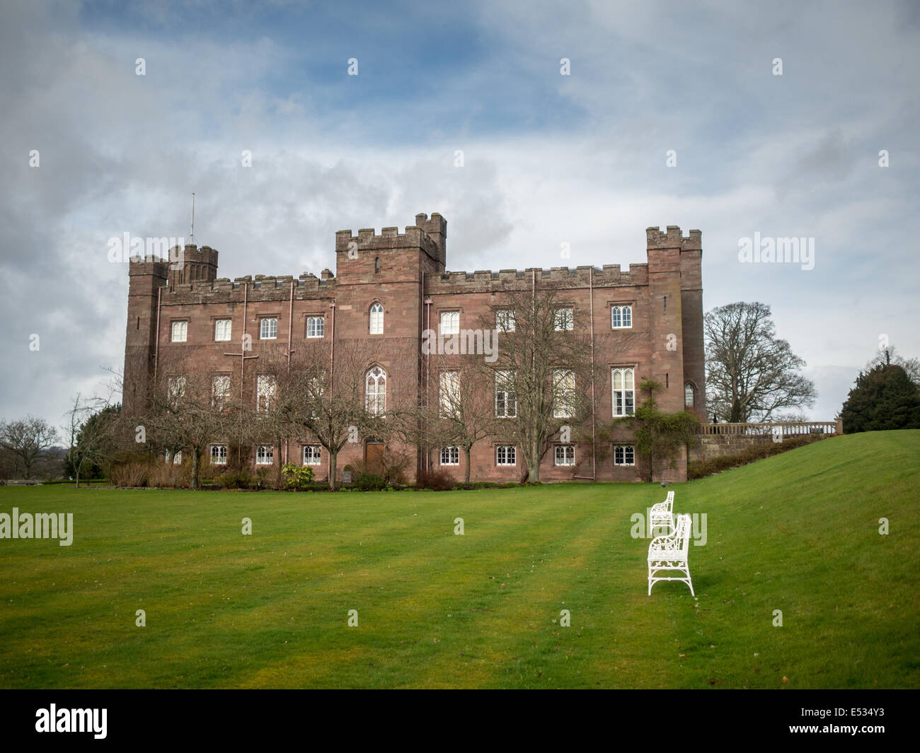 Scone Palace building and green lawn Stock Photo - Alamy