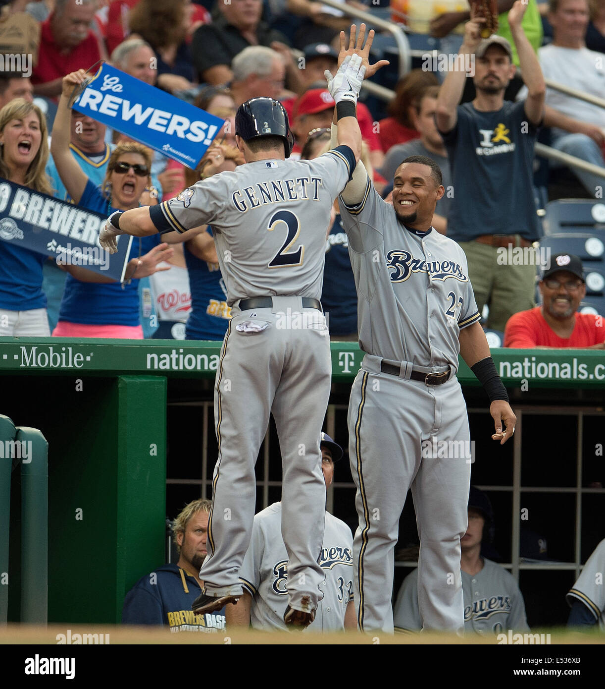 Washington, DC, USA. 18th July, 2014. Milwaukee Brewers second baseman ...