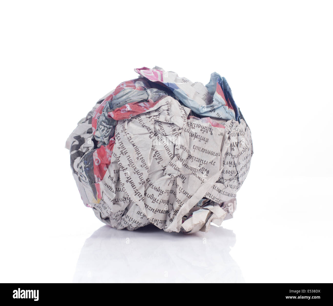 Crumpled brown paper news isolated on white background Stock Photo - Alamy