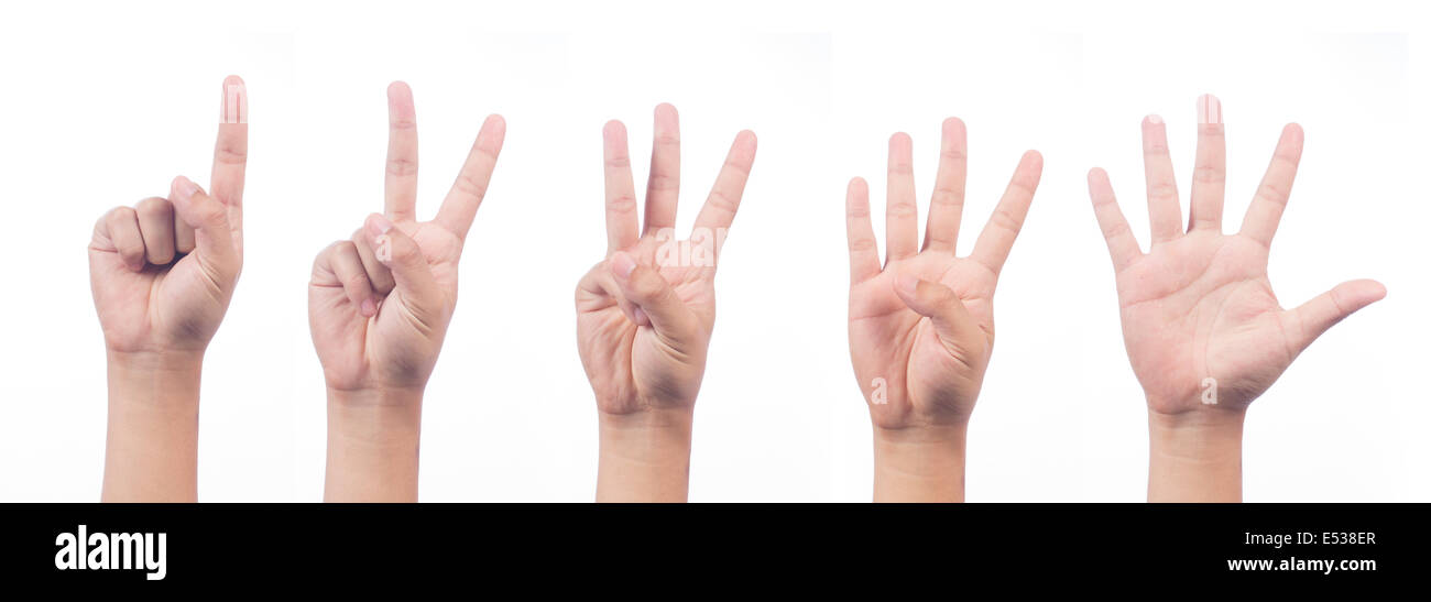 Counting man hands (1 to 5) isolated on white background Stock Photo ...