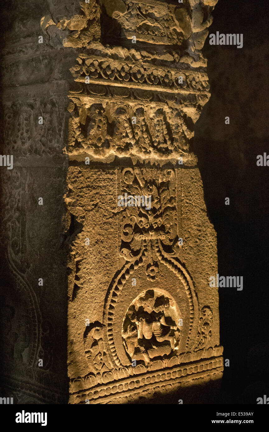 Cave 16 : Pillar details. Ellora Caves, Aurangabad, Maharashtra, India ...