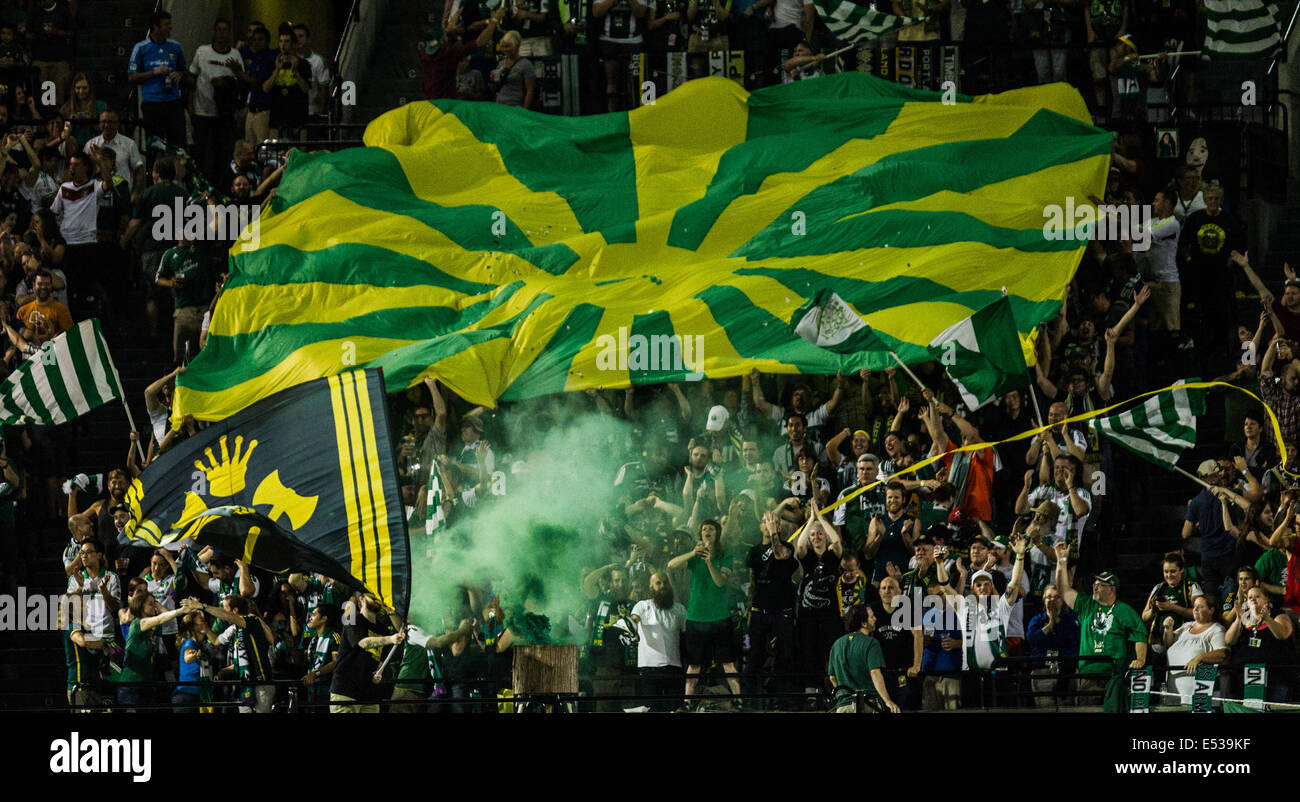 The Timbers Army celebrates after a goal. The Portland Timbers FC ...