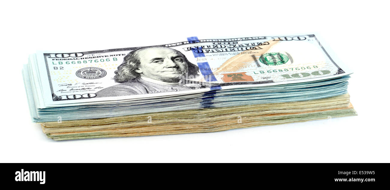 bundle of money isolated on white background Stock Photo - Alamy
