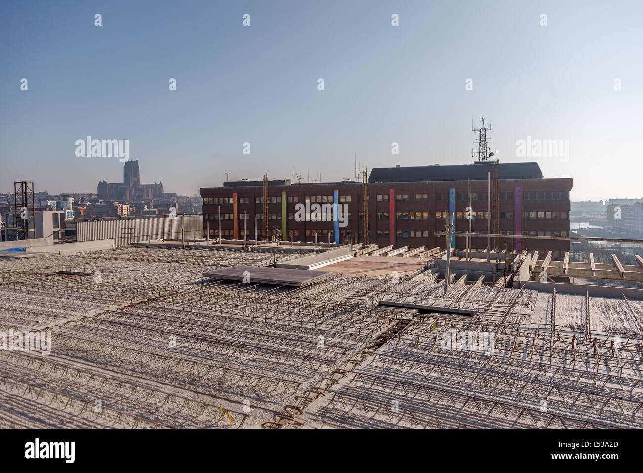 Galvanised steel permanent reinforcement and formwork for concrete roof ...