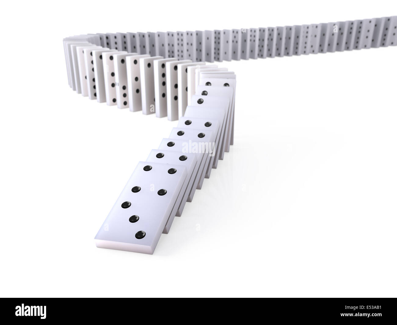 3d render of a line of dominos falling in a chain reaction Stock Photo ...