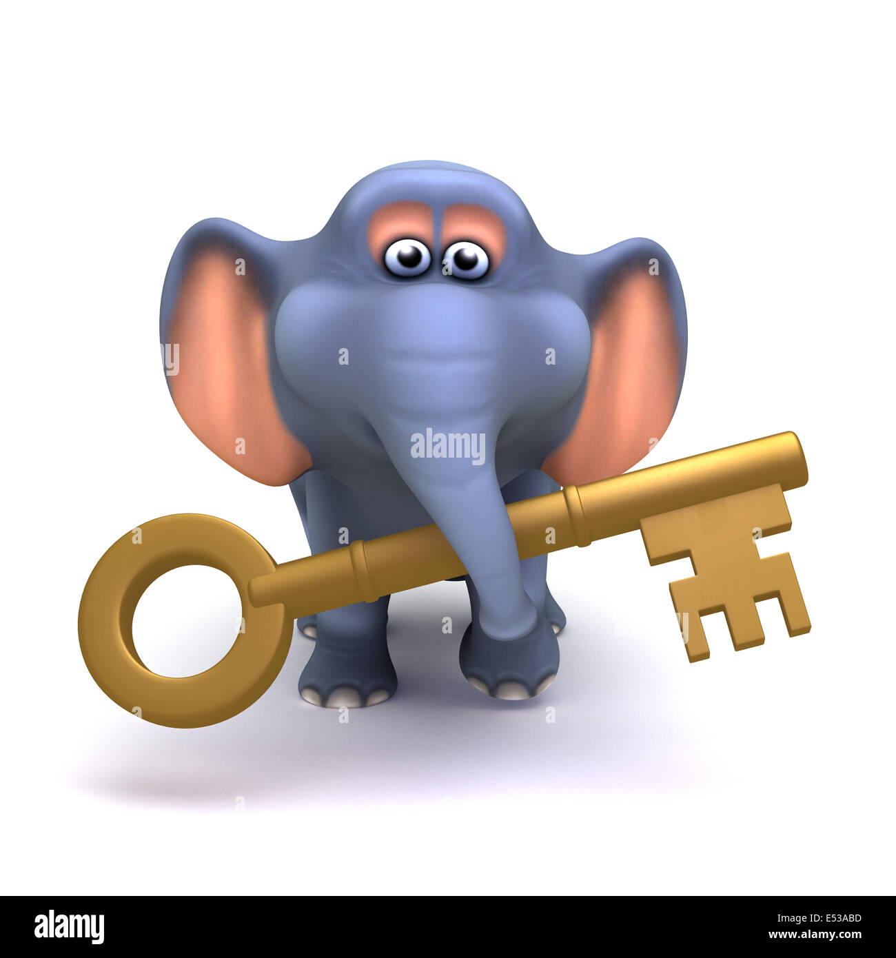 3d render of an elephant holding a gold key in his trunk Stock Photo ...