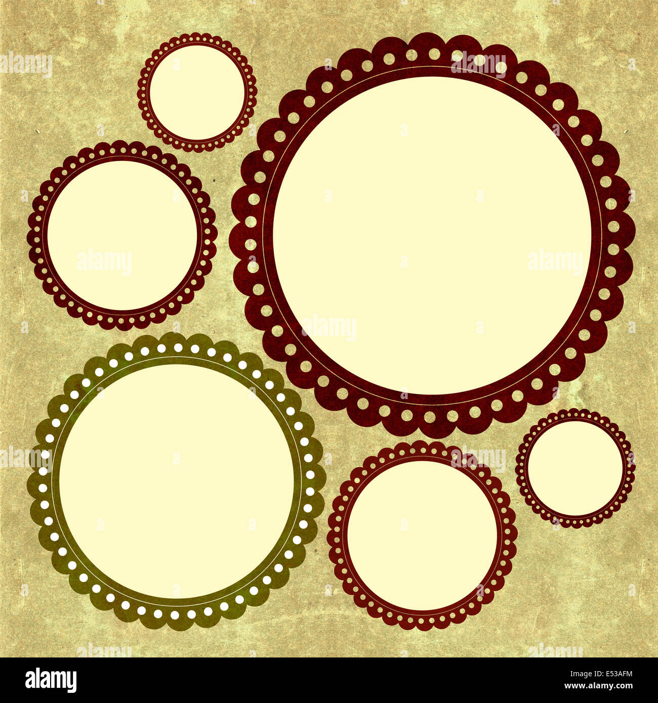 Blank Round scrapbook frame background Stock Photo - Alamy