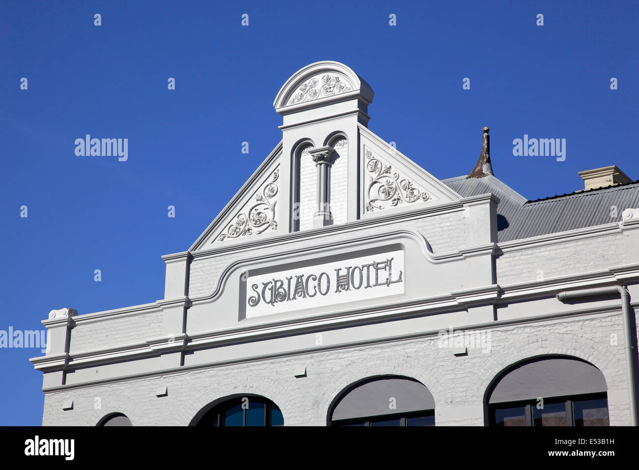 The pediment of Subiaco Hotel in Perth, Western Australia, is a ...