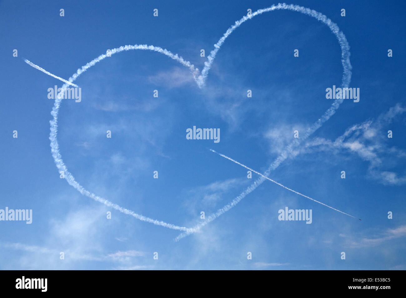 A heart created by the smoke during the red arrows display at the ...