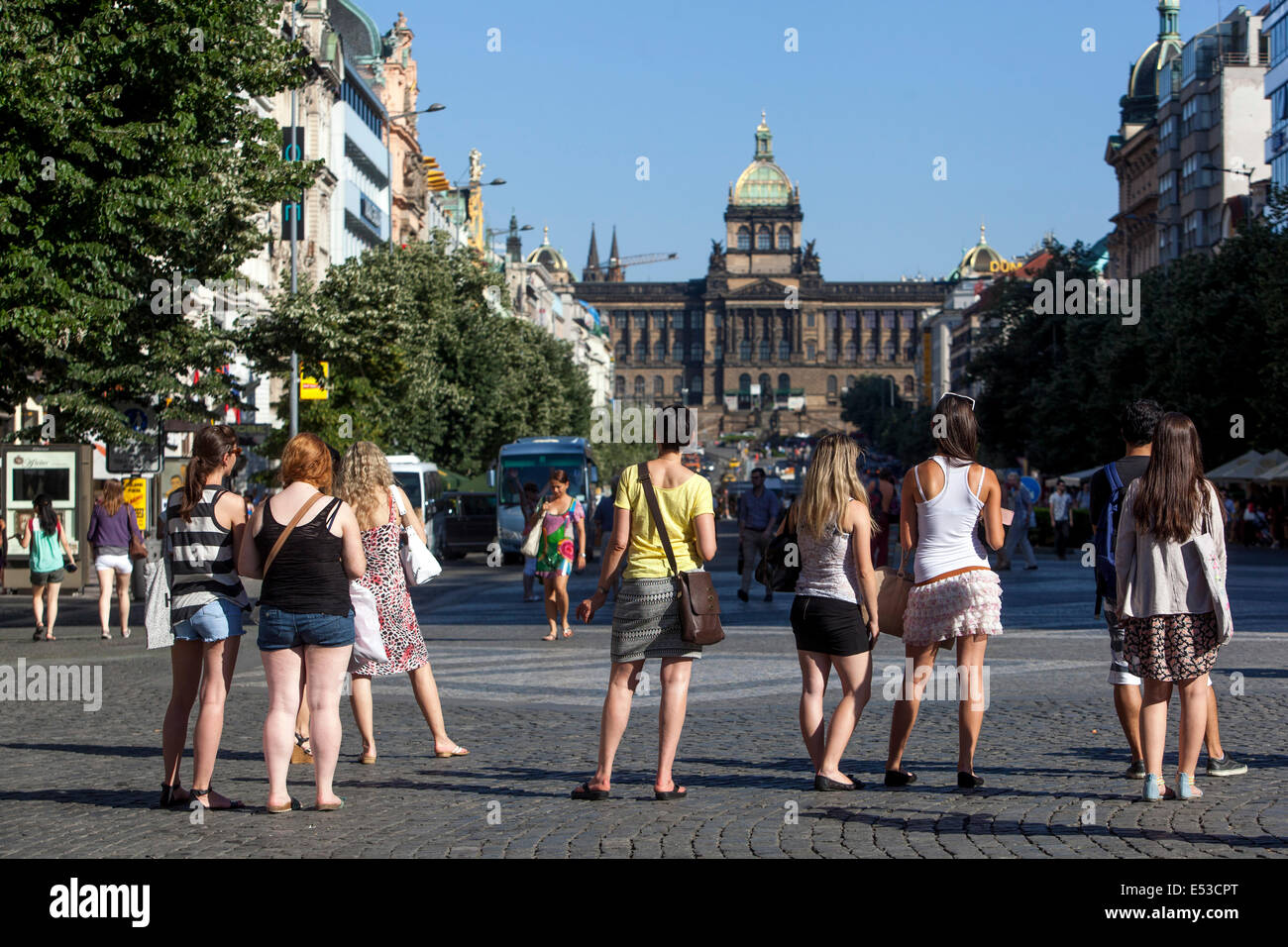 People Prague Tourists in the lower part of Wenceslas Square Prague ...