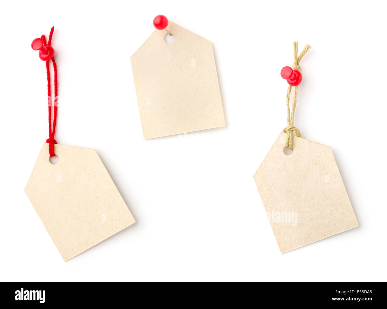 Collection of tags on a white background Stock Photo - Alamy