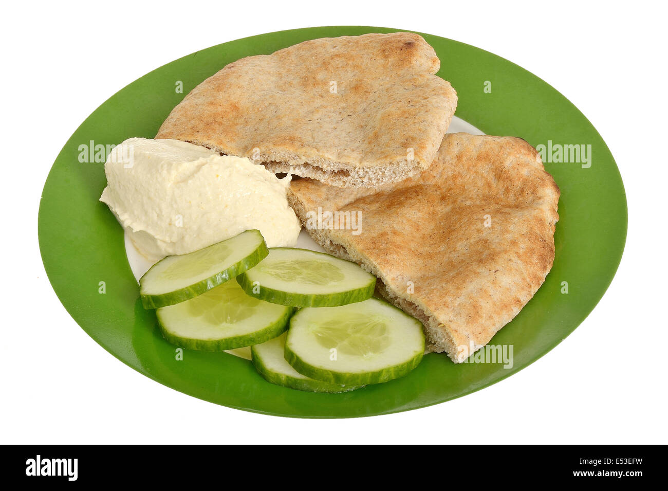 Pitta Bread with Hummus and Cucumber Stock Photo - Alamy
