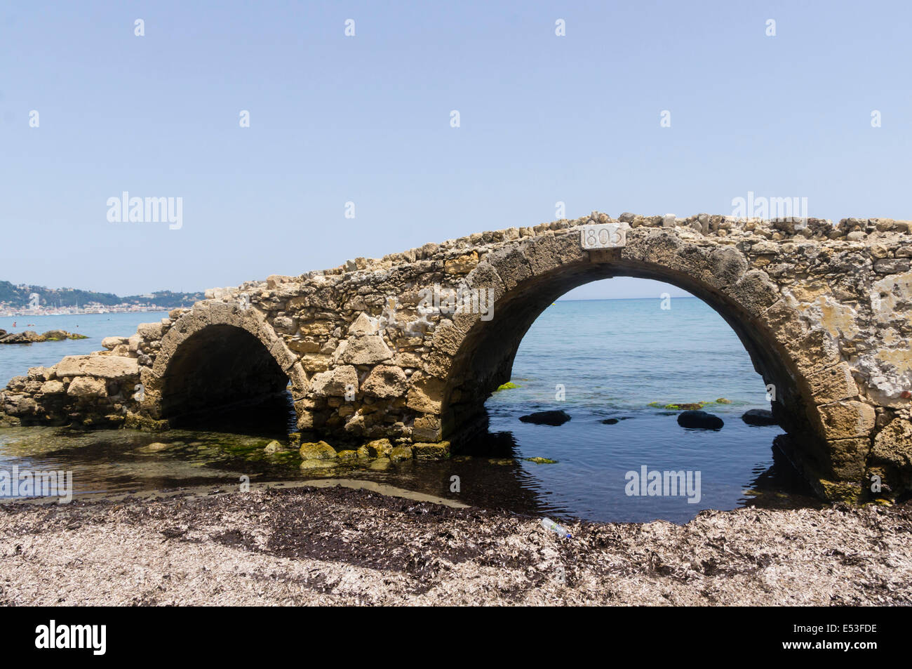 Zante, Greece - Argassi. Old bridge across the mouth a river, built in ...