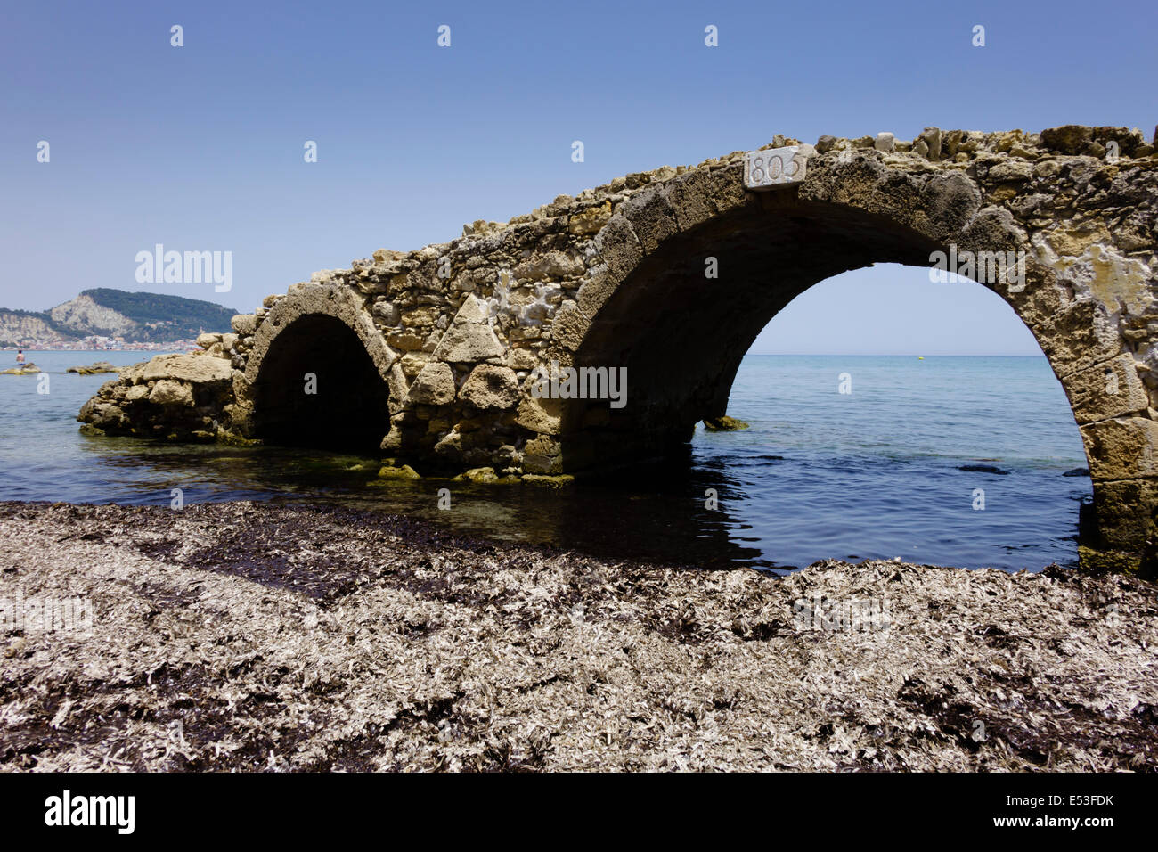 Zante, Greece - Argassi. Old bridge across the mouth a river, built in ...