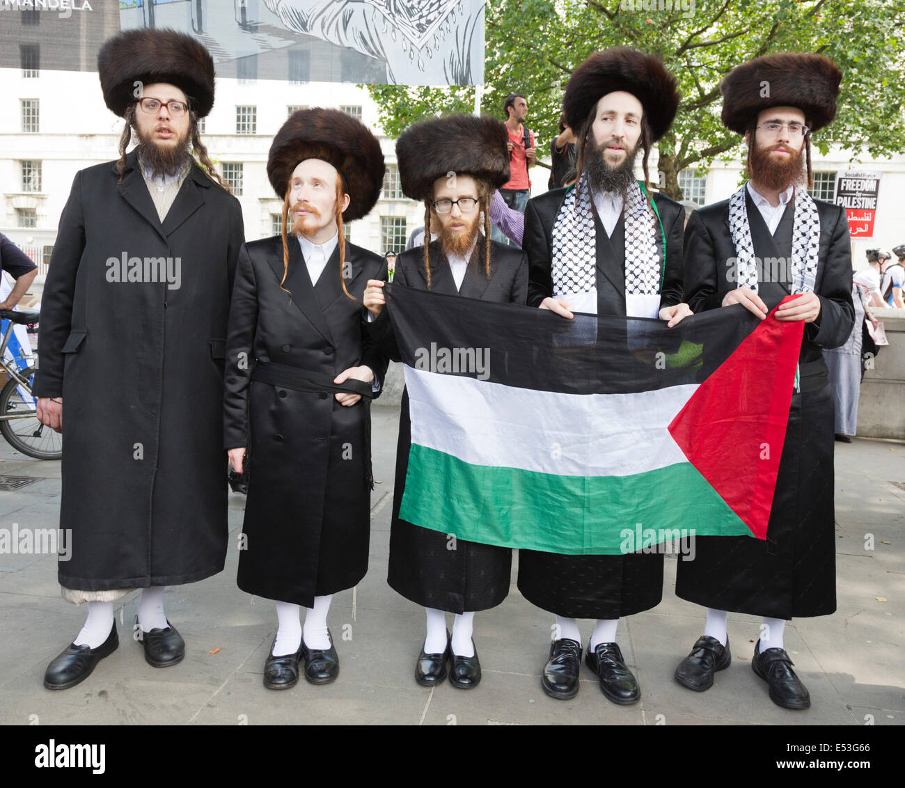 London, UK. 19 July 2014. Orthodox Jews joined the protest against ...